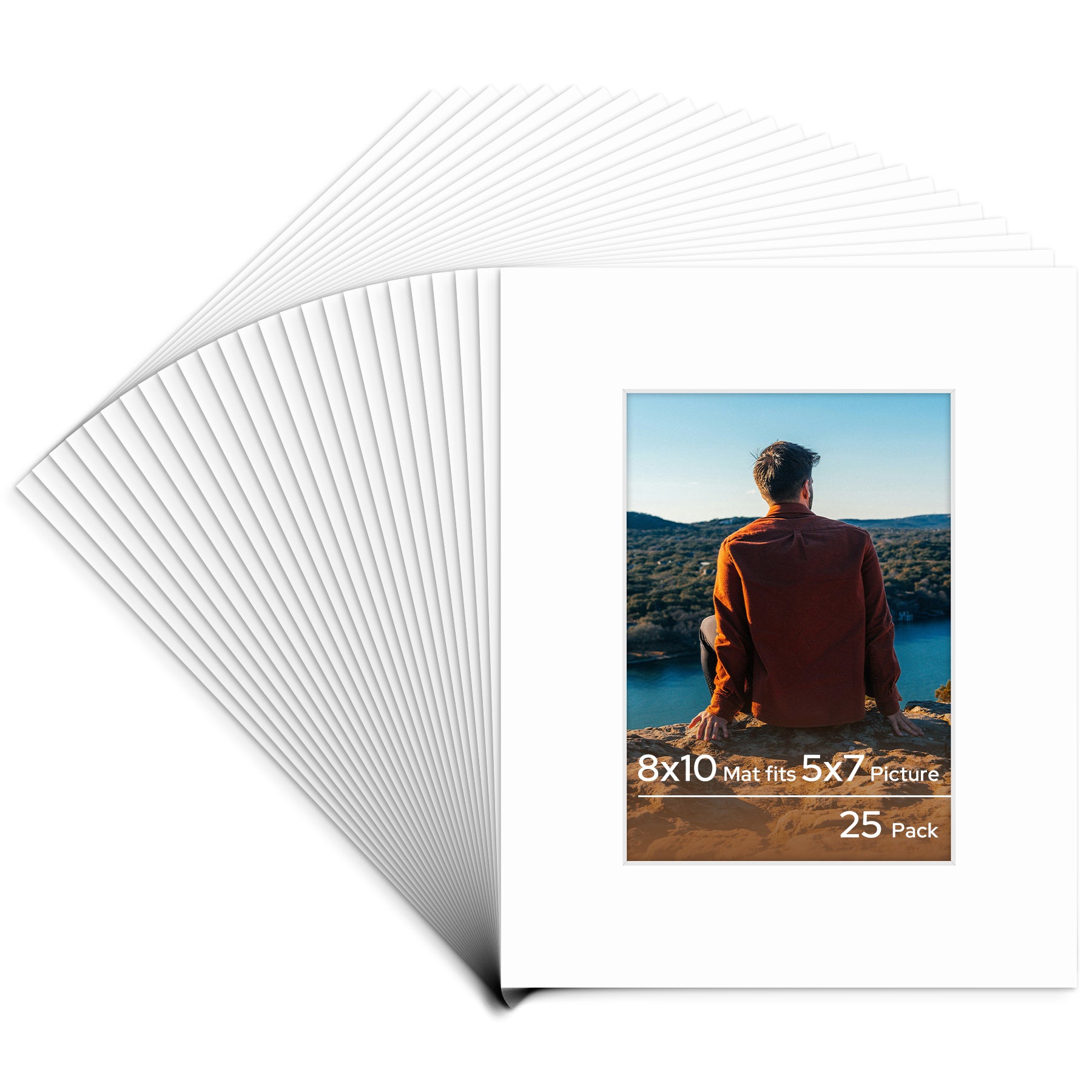 Golden State Art, 8x10 Pre-cut Mat with Whitecore fits 5x7 Picture