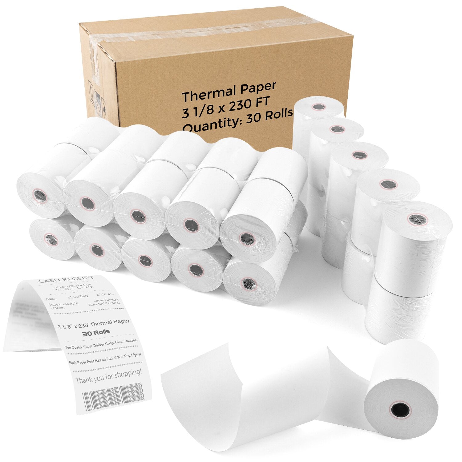 3 1/8 in. X 230 ft Thermal Paper POS Rolls – Golden State Art