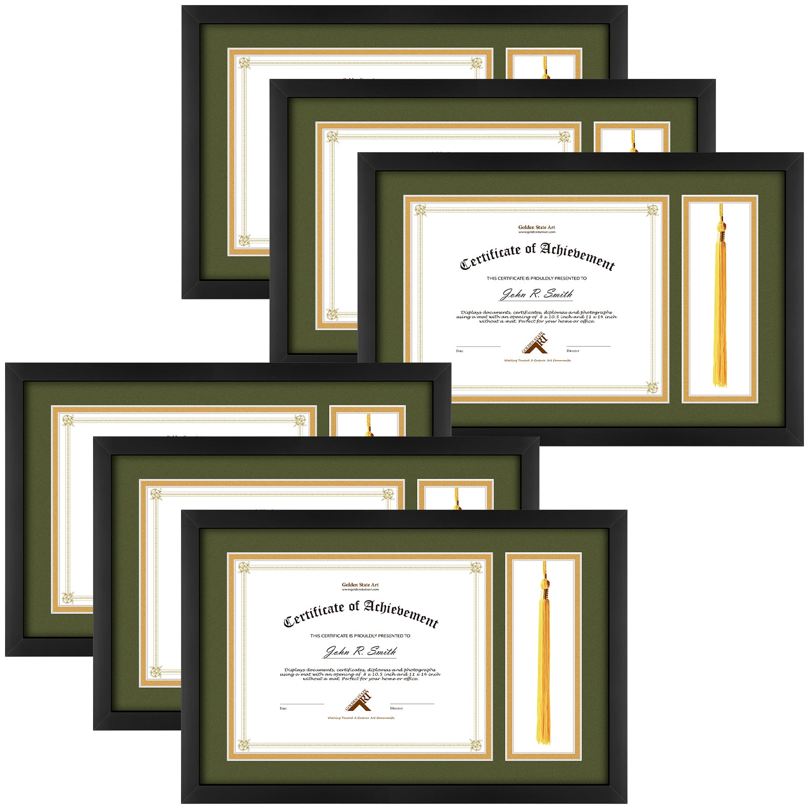Golden State Art, Diploma Tassel Shadow Box Frame 11x17.5-Double Mat ...