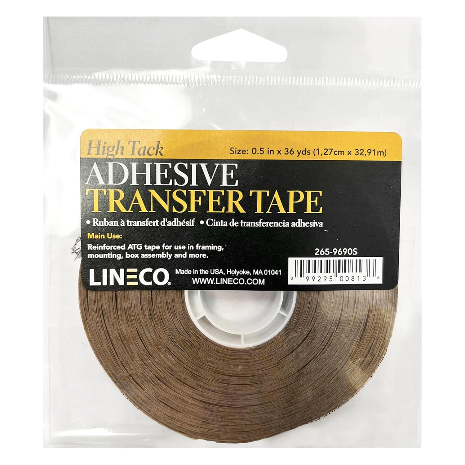 Lineco High Tack ATG Tape, Brown 5 Mil Adhesive Transfer Tape, 1/2" x ...