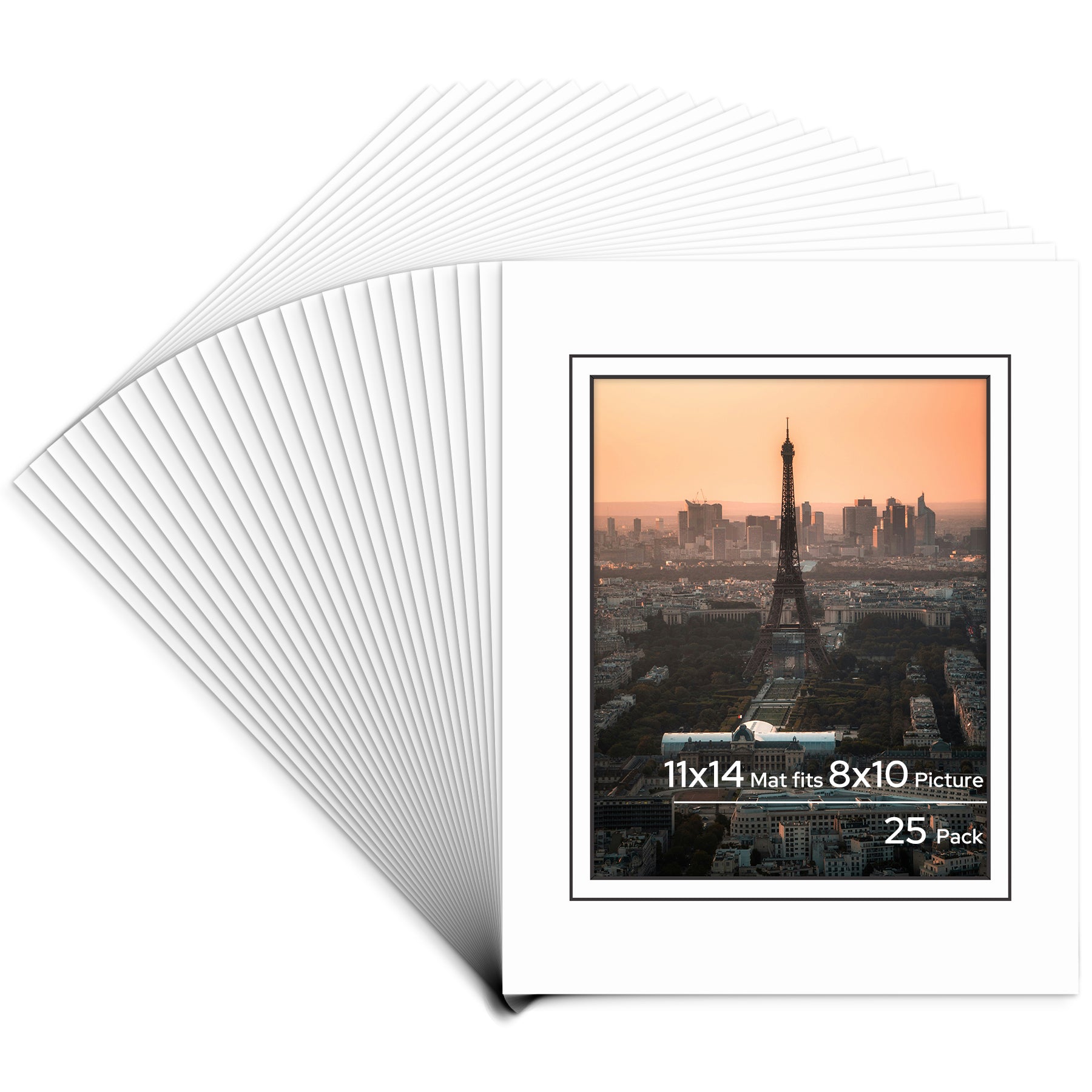 Golden State Art, 11x14 V-Groove Pre-cut Mat with Blackcore fits 8x10 ...
