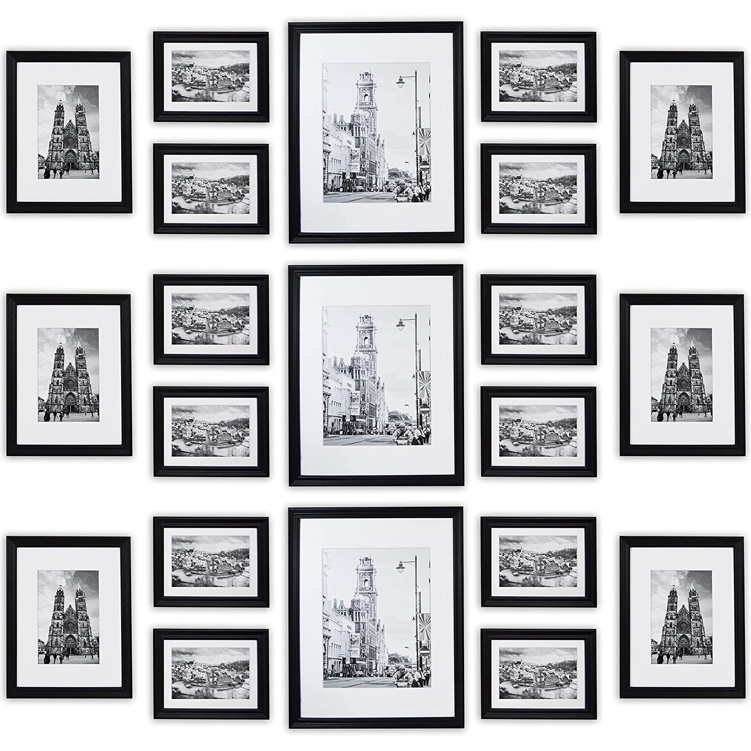Golden State Art, 21 Pack Black Picture Frames Set-Multi-Size Solid ...